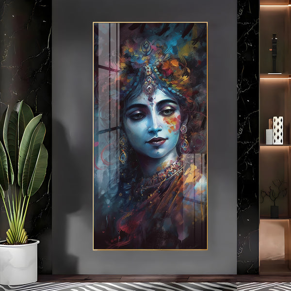 Buy Mesmerising Krishna Premium Acrylic Vertical Wall Art Online @ Best ...