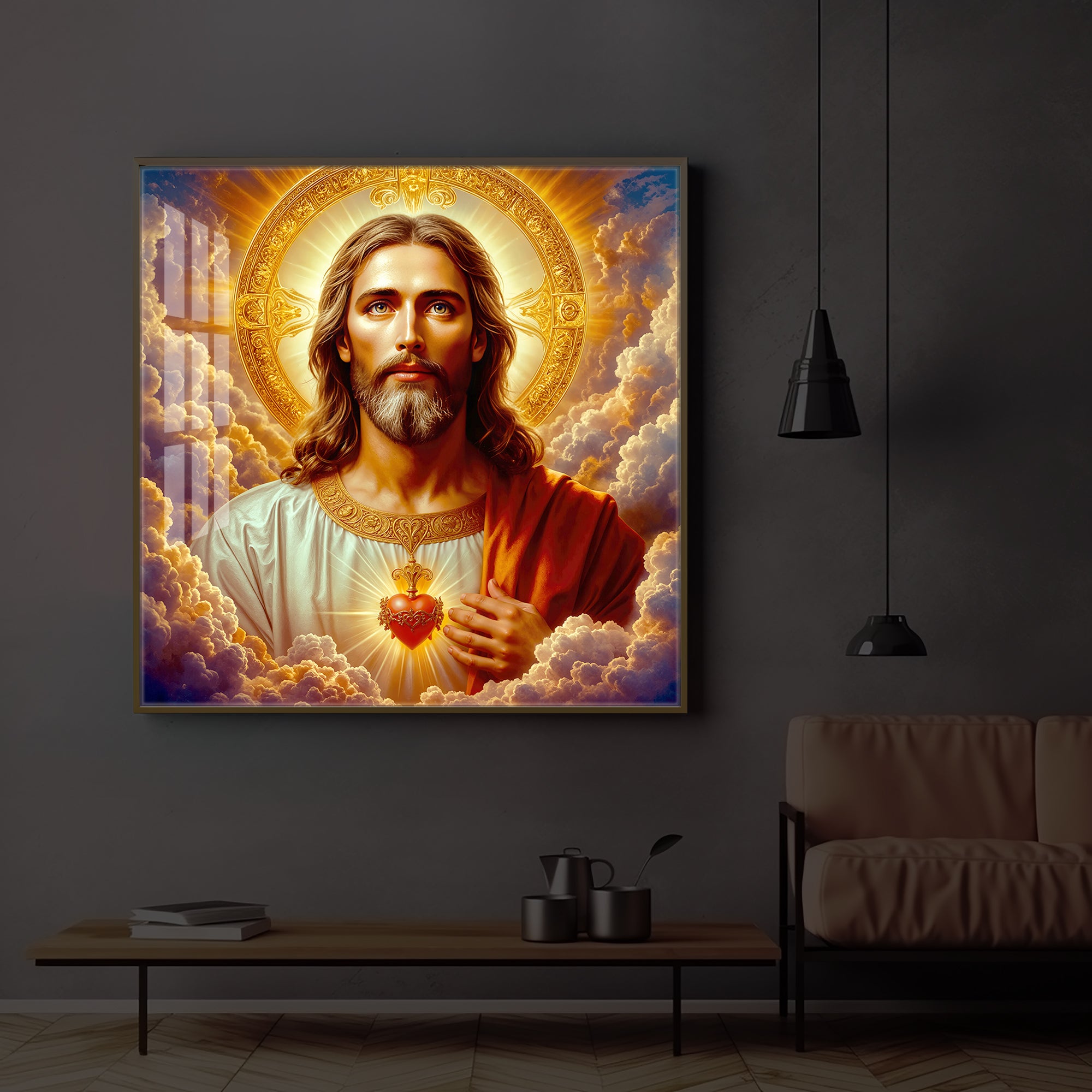Buy Lord Jesus Modern Luxury Backlight Square Wall Art online @ Low ...