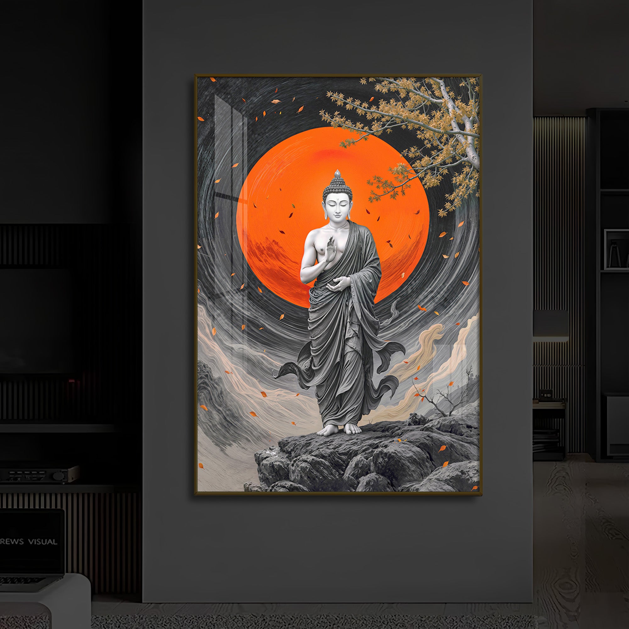Buy Buddhay Ji Modern Luxury Backlight Vertical Wall Art online @ Low ...
