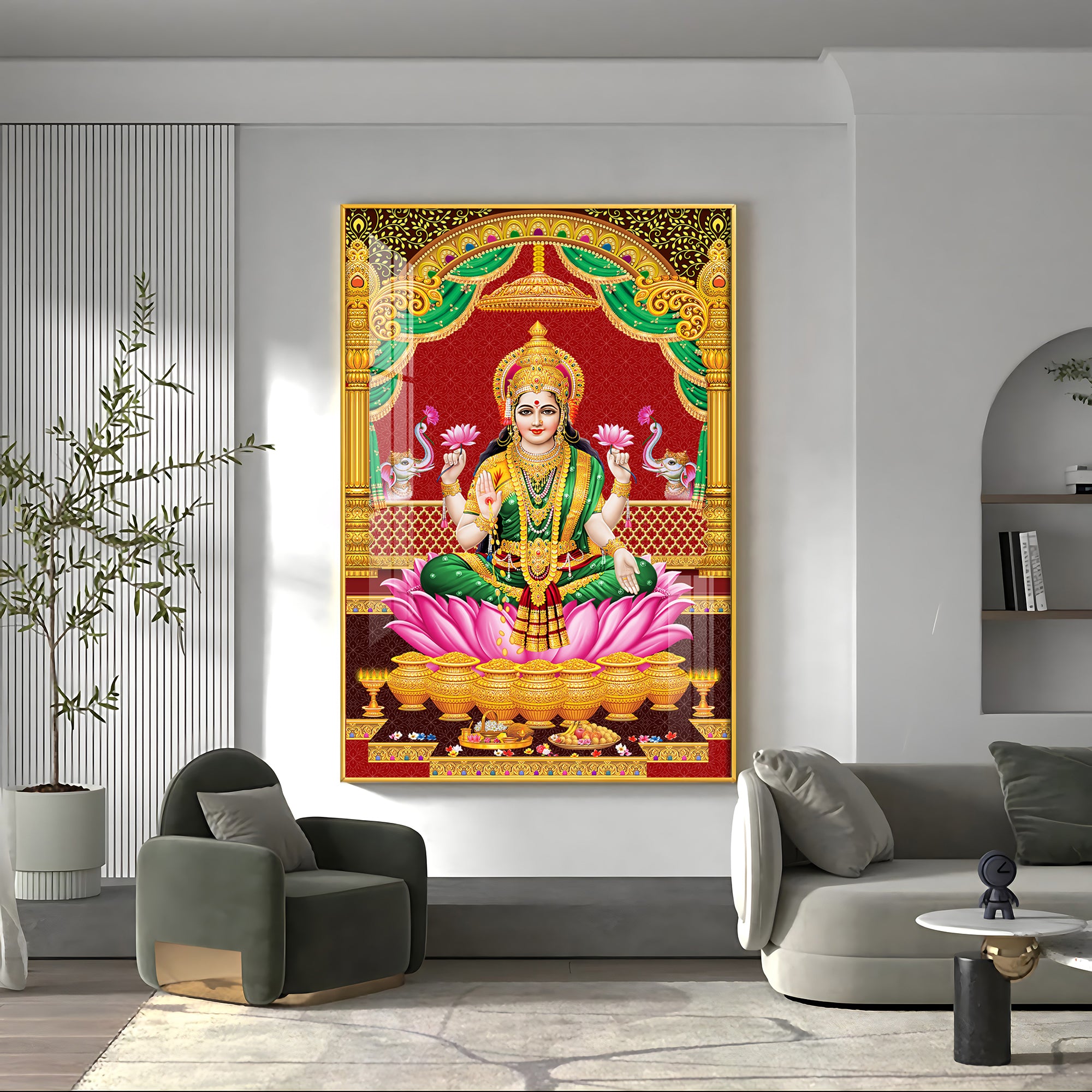 Lakshmi's Blessing Premium Acrylic Vertical Wall Art - The Next Decor