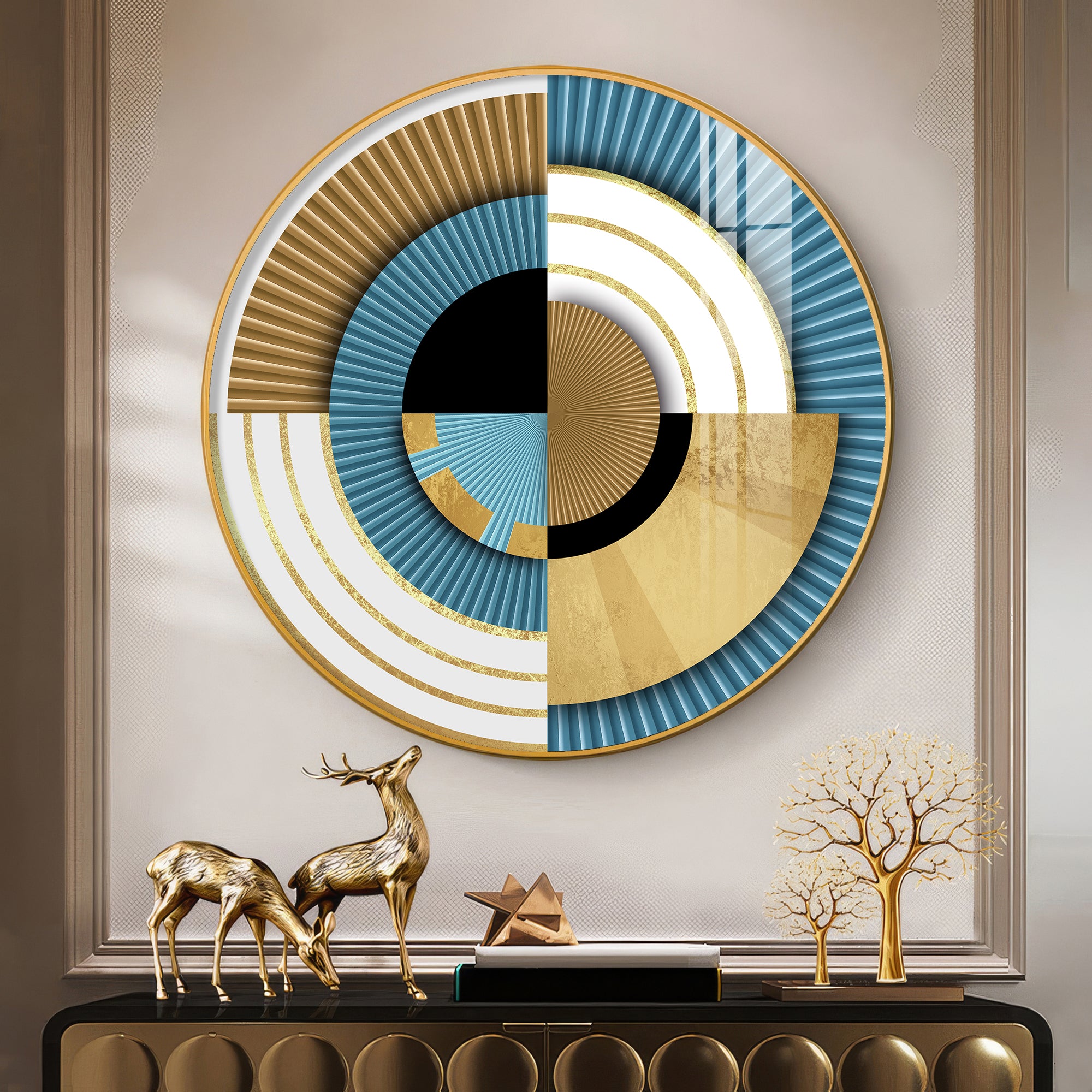 Buy Luxe Waves Premium Acrylic Round Wall Art Online @ Low Price – The ...