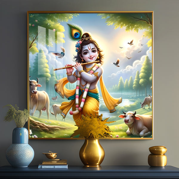 Buy Natkhat Gopal Premium Acrylic Square Wall Art Online @ Best Price ...