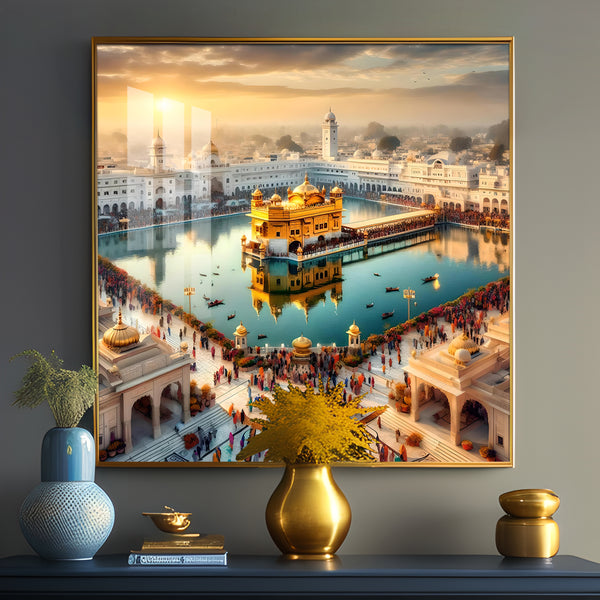 Buy Divine Golden Temple Premium Acrylic Square Wall Art Online @ Best ...