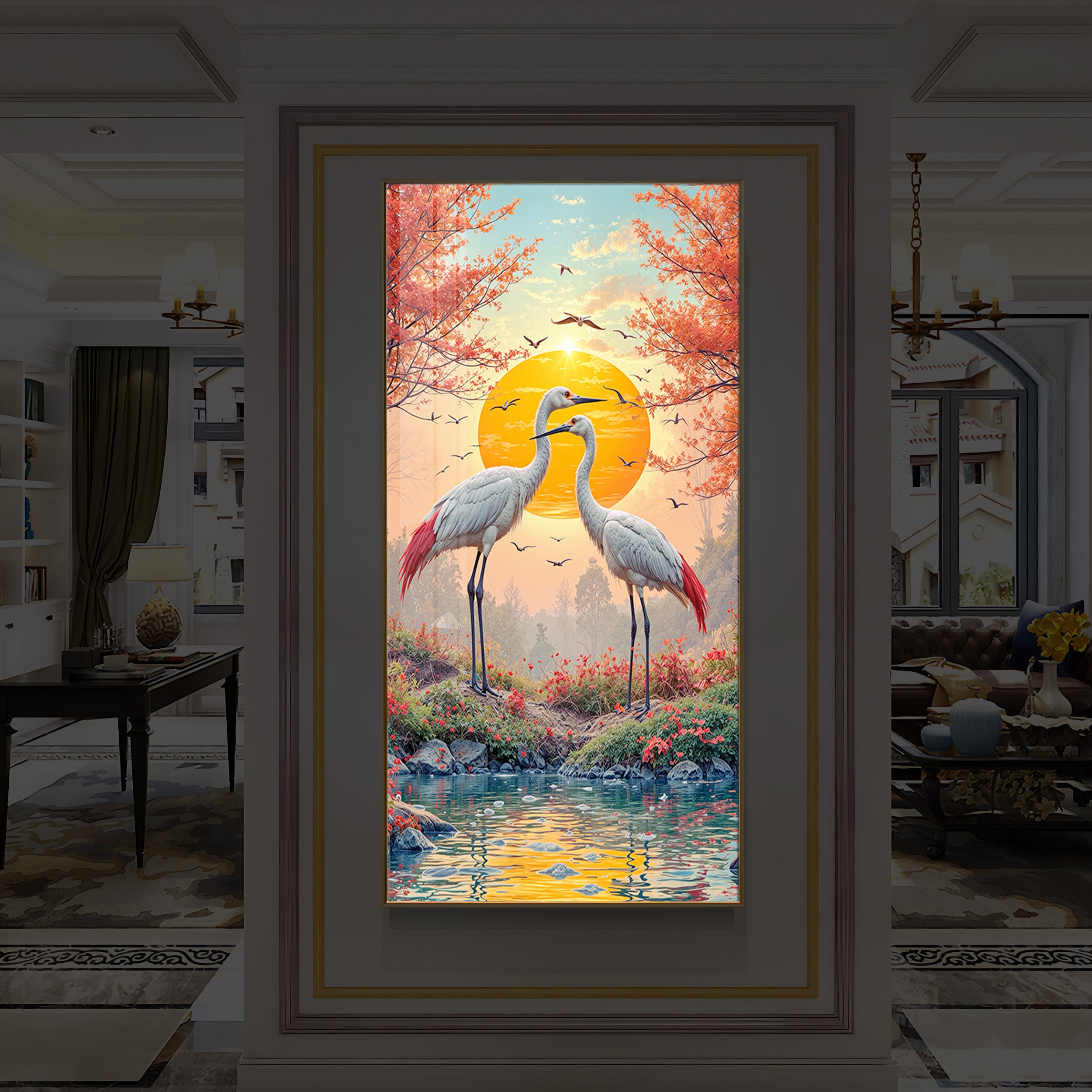 Buy Beautiful Peacock Modern Luxury Backlight Vertical Wall Art Online ...