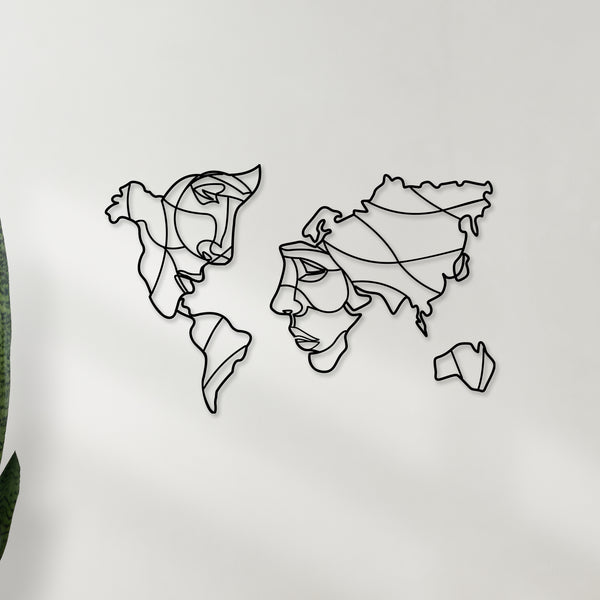 Buy Face Shaped World Map Metal Wall Art Online in India @ Best Price ...