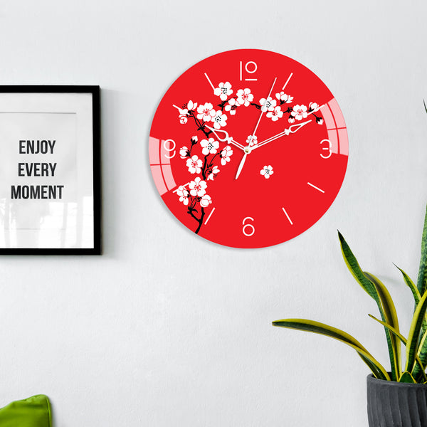 White Flowers Printed Acrylic Wall Clock – The Next Decor